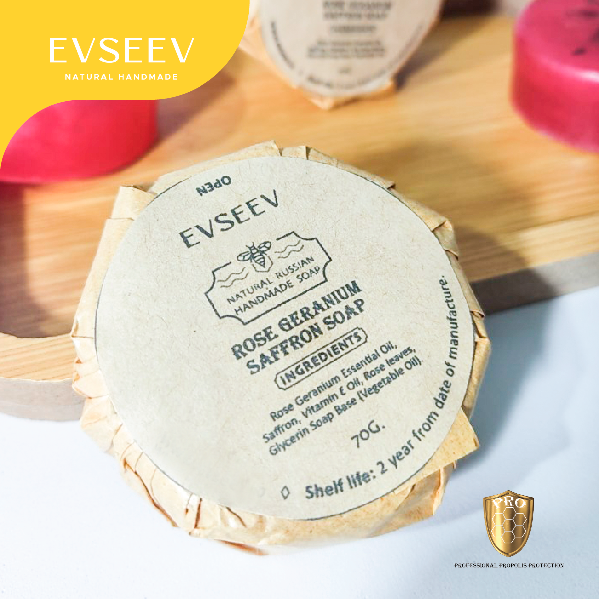 Rose Geranium Saffron Soap - Evseev Natural Creation