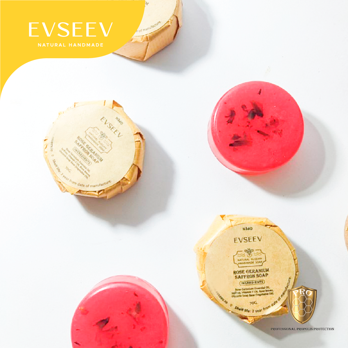 Rose Geranium Saffron Soap - Evseev Natural Creation